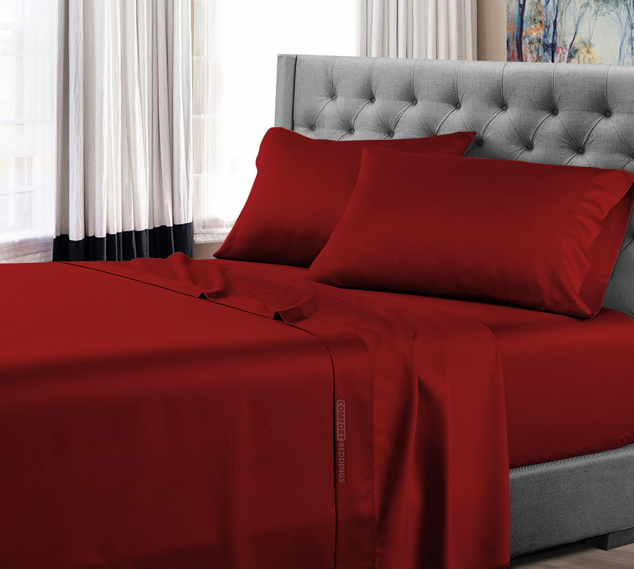 Burgundy Bed Sheets Set - All Size -20% OFF — comfortbeddings-usa