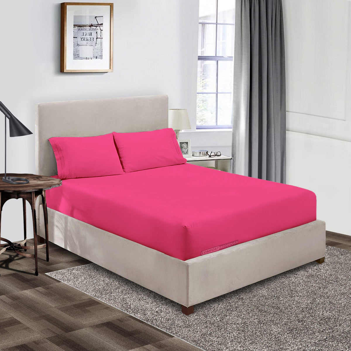 Hot Pink Fitted Sheet- King, Queen -Sale Price — comfortbeddings-usa