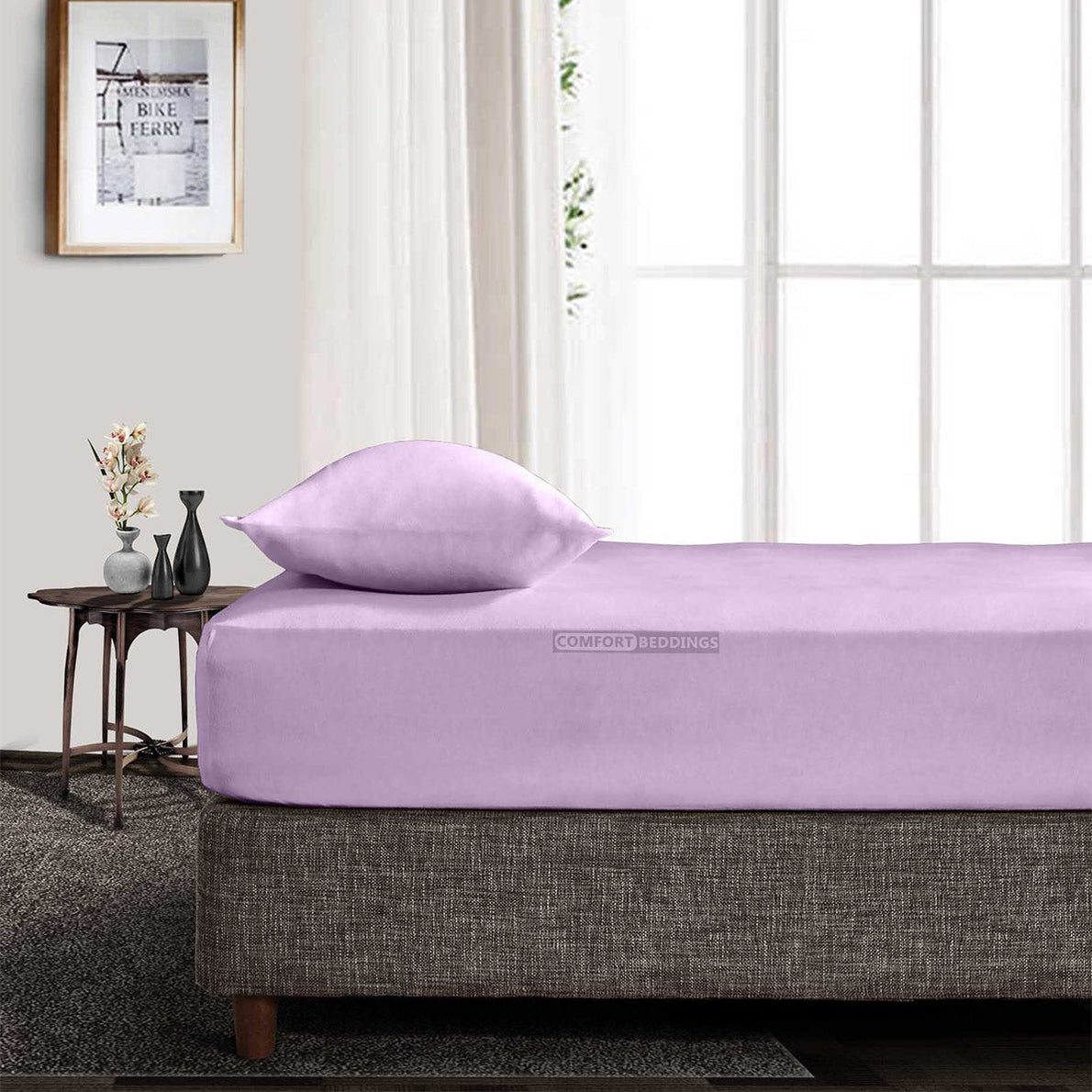 Luxury Lilac Fitted Sheet - 100% Egyptian Cotton — comfortbeddings-usa