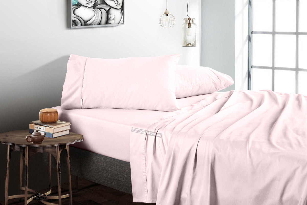 Luxury 3Pc Pink Flat Sheets - 100% Cotton — comfortbeddings-usa