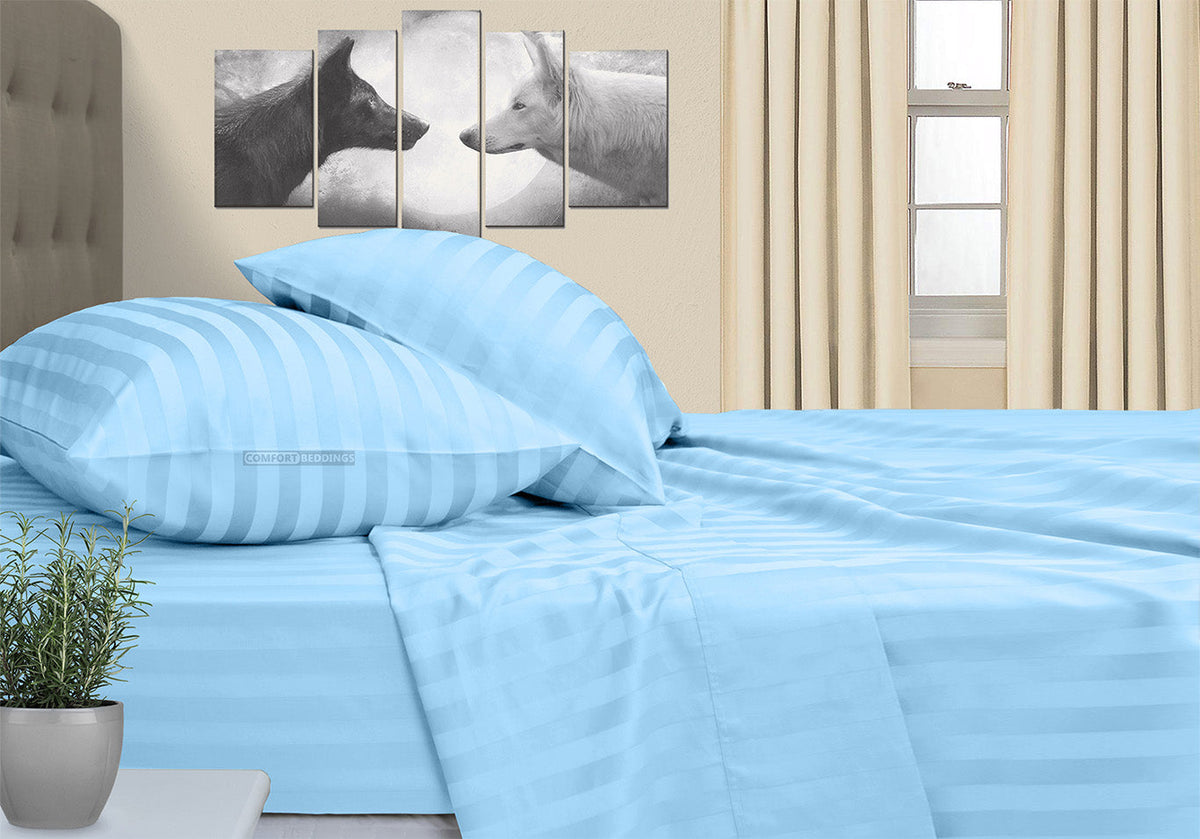 Hurry Light Blue Stripe RV Sheets 20% OFF — comfortbeddings-usa