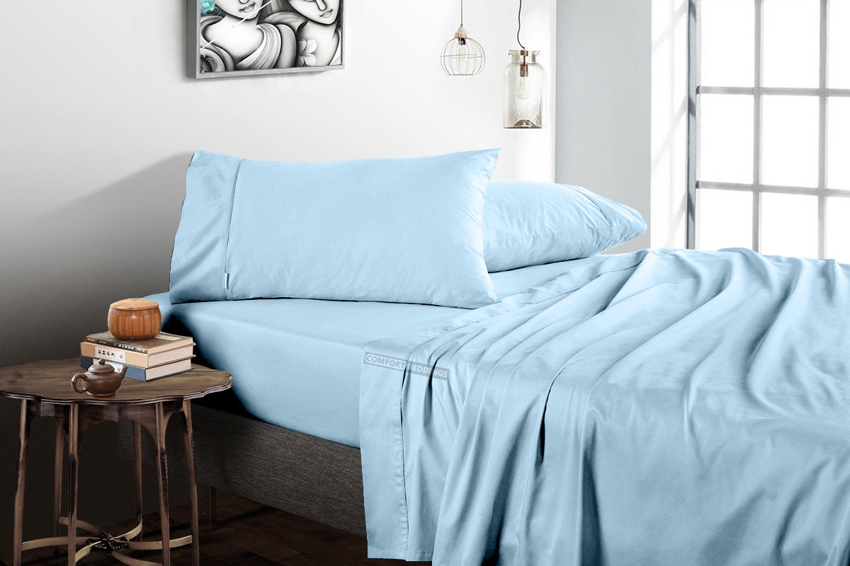 Light Blue Flat Sheet Only - 20% OFF -All Size — comfortbeddings-usa