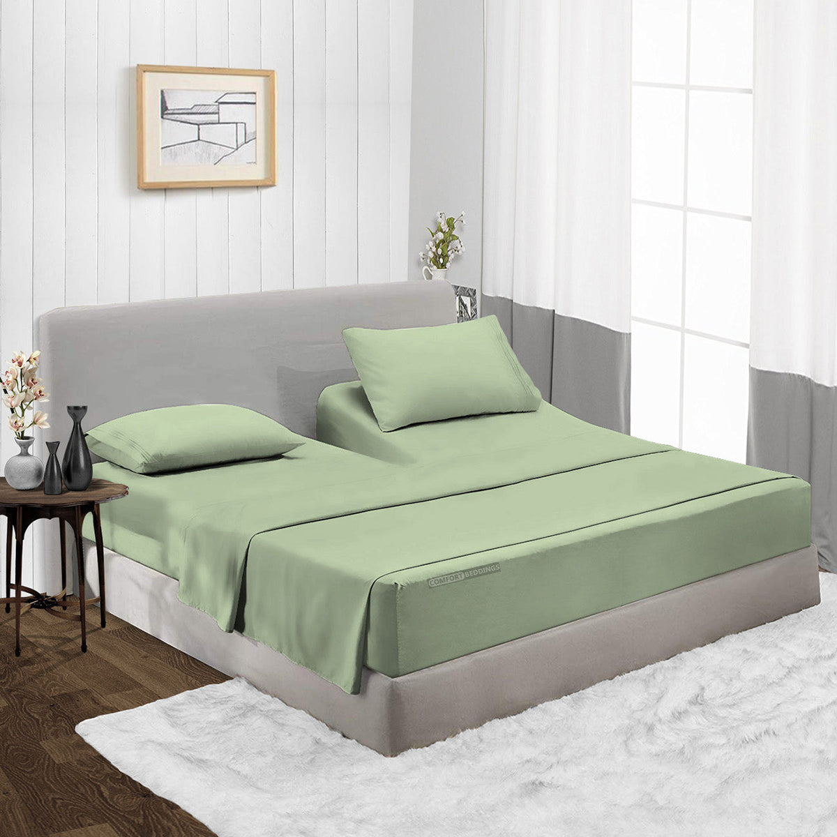 Luxury 1000TC Moss split head king sheets — comfortbeddings-usa