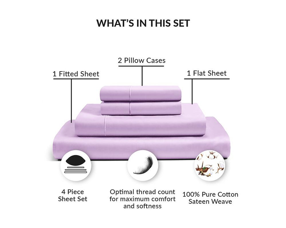 Comfy Lilac Sheets set- 100% Egyptian Cotton — comfortbeddings-usa